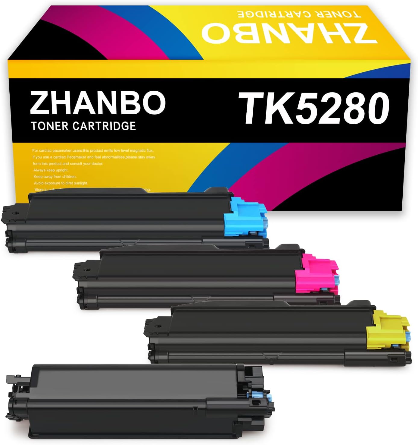ZHANBO TK5280 TK-5280 Remanufactured Toner Cartridge Black Cyan Magenta ...