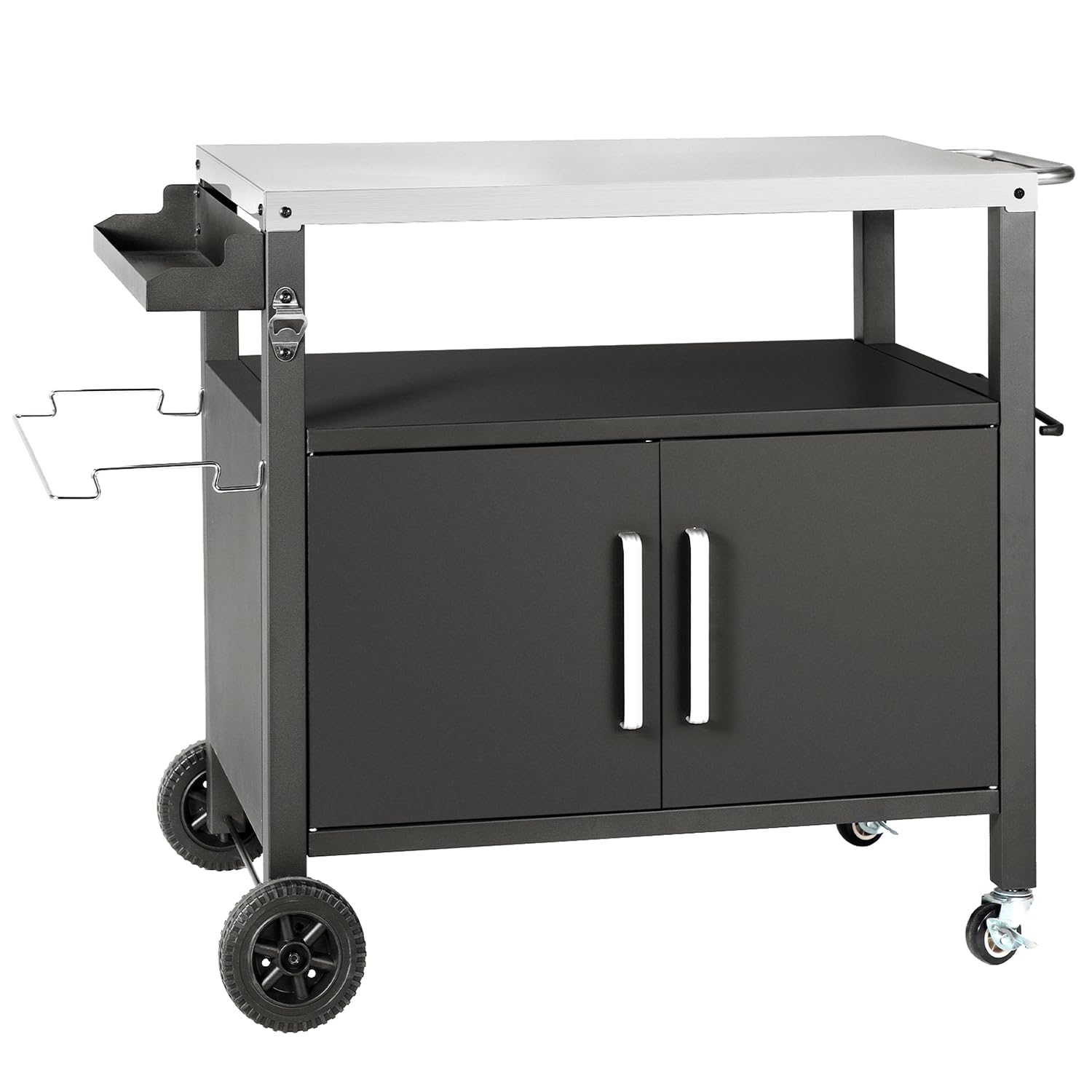 Amazon.com: Dining Cart Table with Big Storage Cabinet, Movable Outdoor ...
