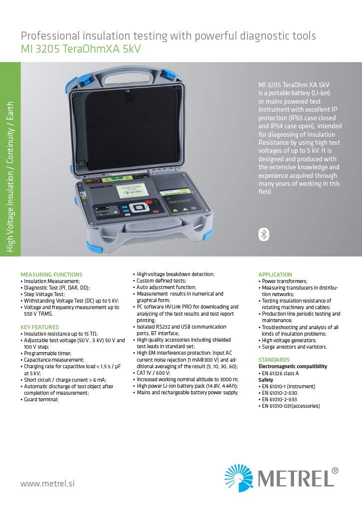 Testador de isolamento Metrel MI 3205 TeraOhmXA 5 kV