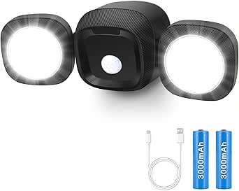 Battery-Operated Motion Sensor Light Outdoor: 6000mAh Rechargeable ...