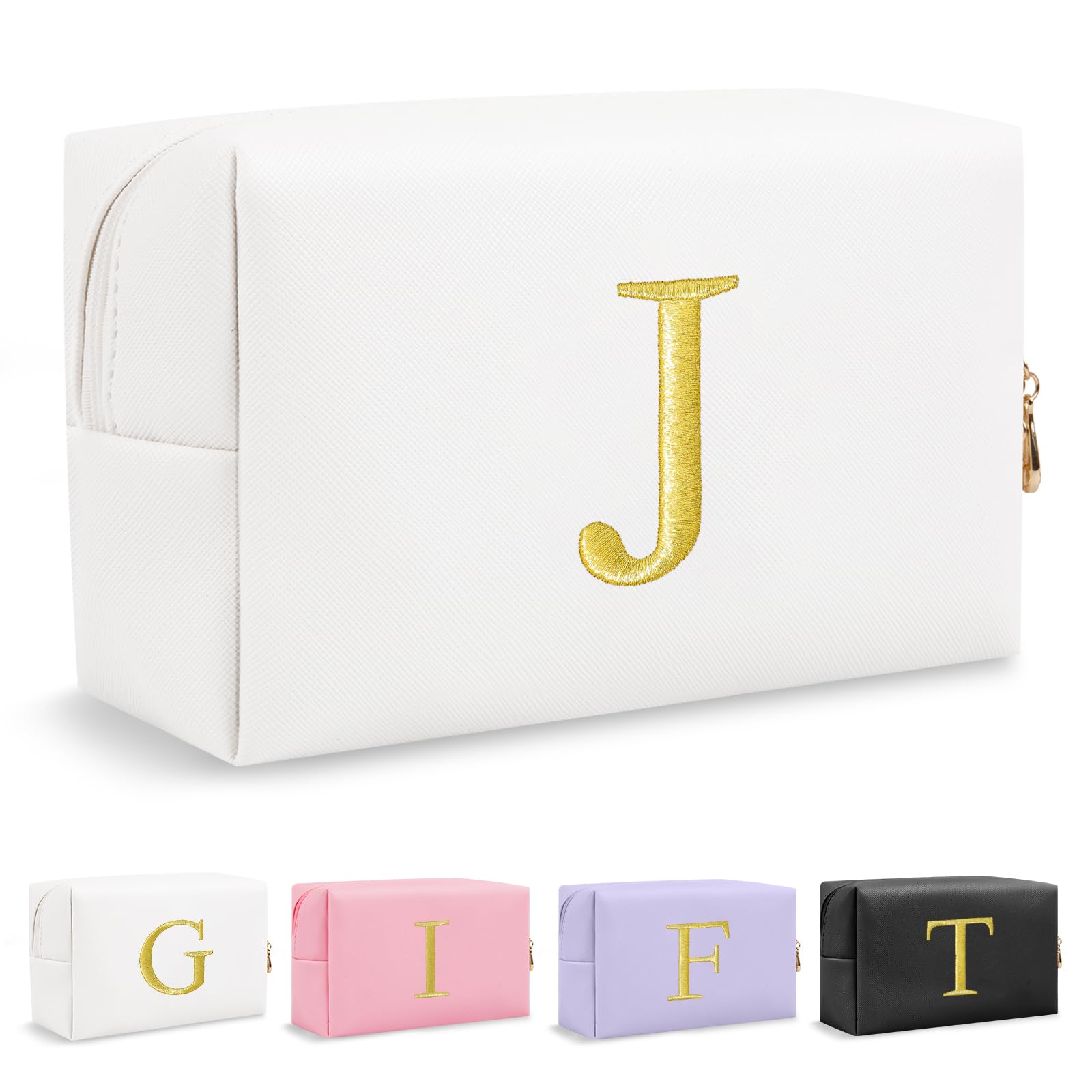 Amazon.com: Personalized Gift Initial Makeup Bag,Preppy Gold ...