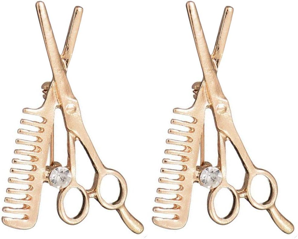 Amazon.com: Charmart Comb Scissors Lapel Pin 2 Piece Set Barber Tools ...