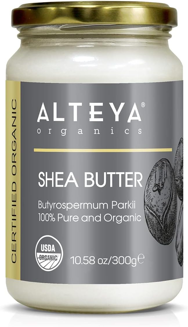Amazon.com : Alteya Organics Pure Shea Butter 10.58fl oz/300g Glass Jar ...