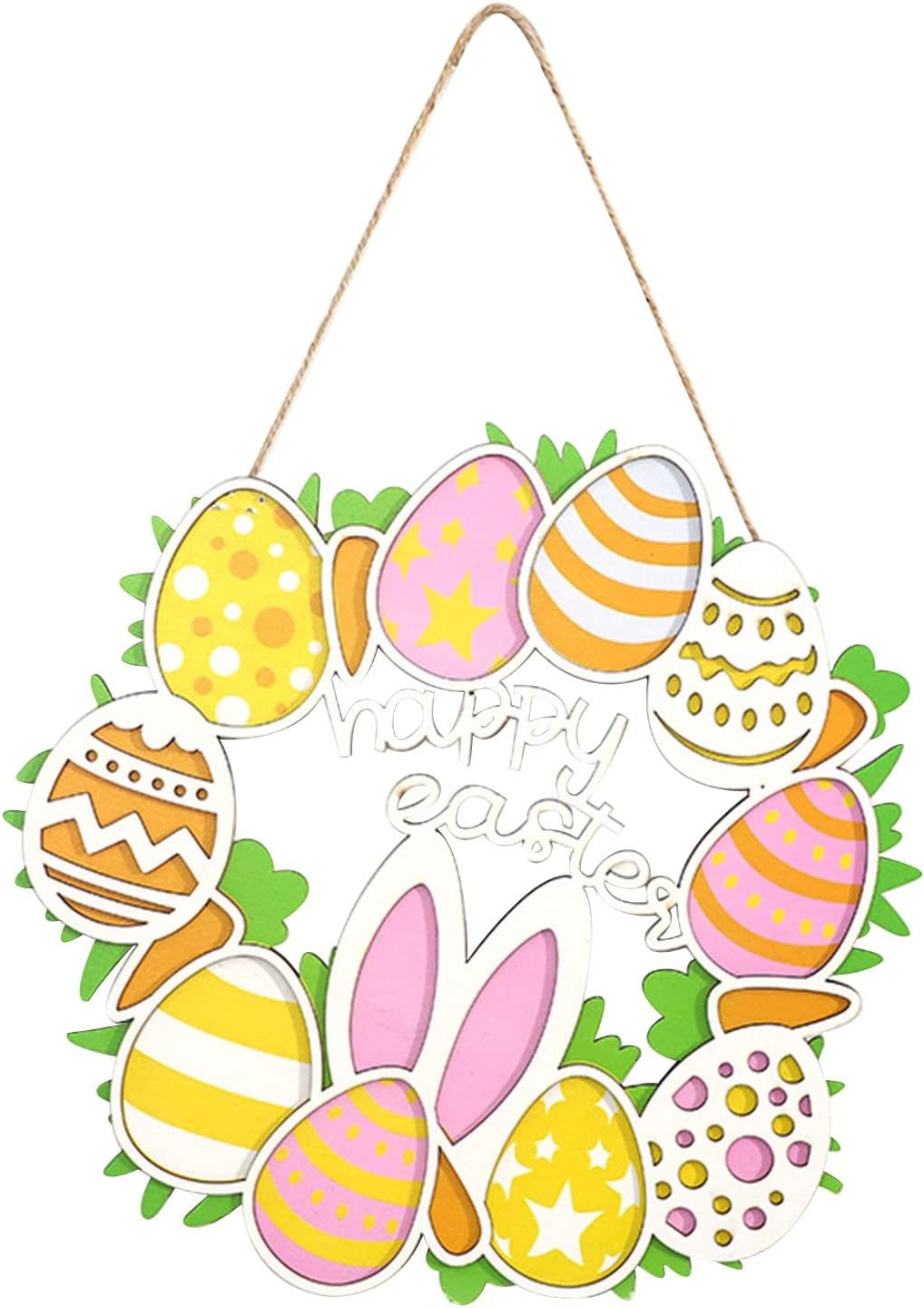 Amazon.com: Easter Wooden Ornaments for Tree Happy Easter Egg Bunny ...