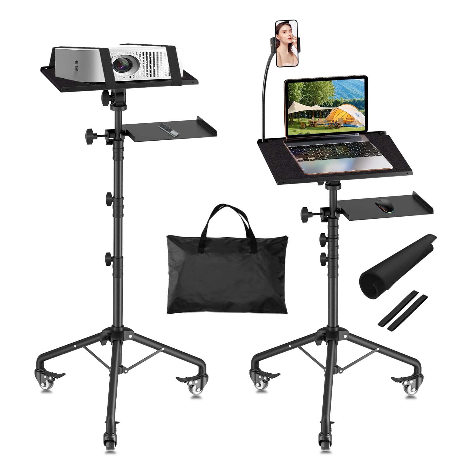 Buy OUKMIC Projector Stand with Wheels, Laptop Tripod Stand with Mouse ...