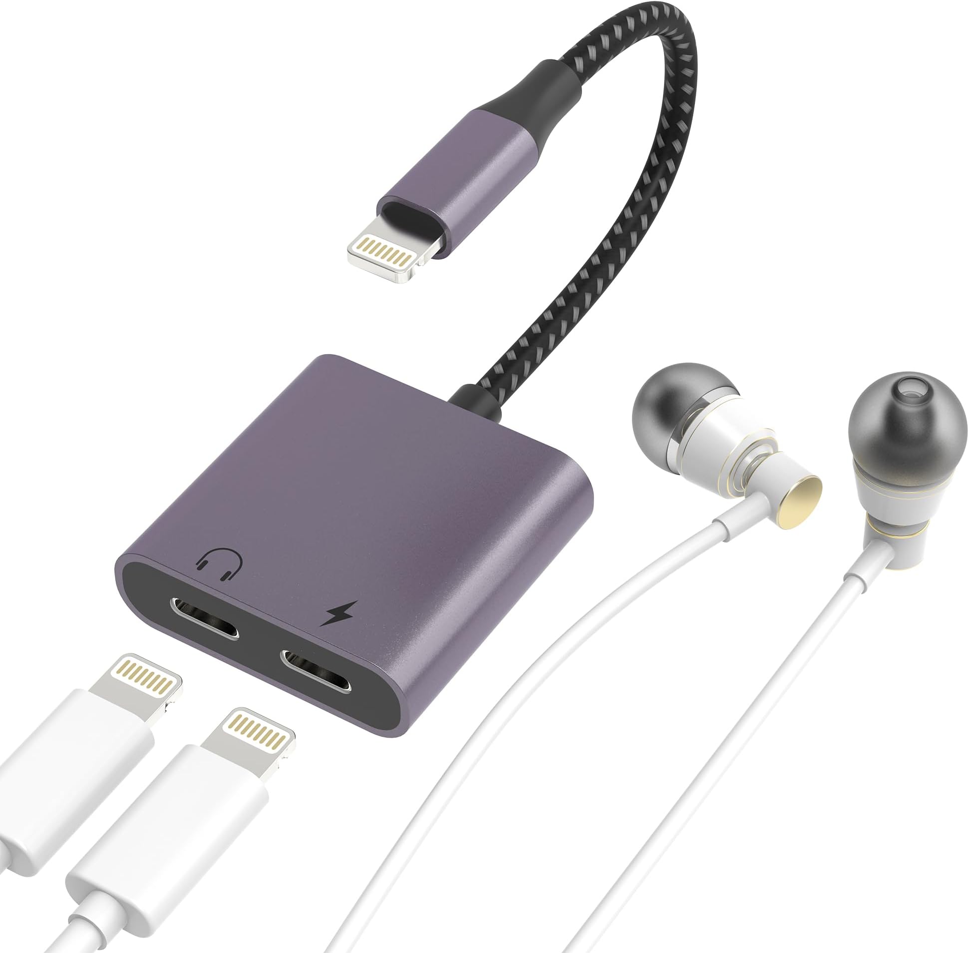 Amazon.com: [Apple MFi Certified] Dual 2in1 Lightning Headphone Audio ...