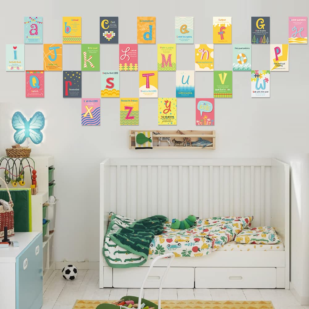 LHIUEM Abc's of God Scripture Wall Collage Kit, Bible Verse Wall Art ...