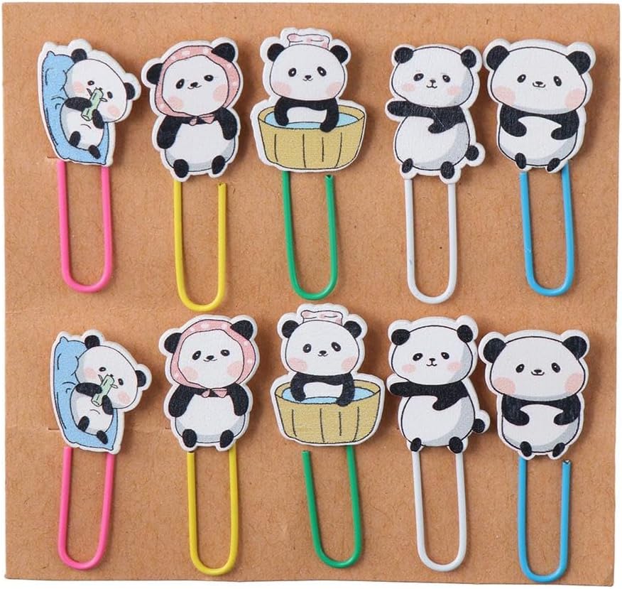 Amazon.com: dohobby 30Pcs Panda Paperclip Bookmarks,3 Set Cute Panda ...