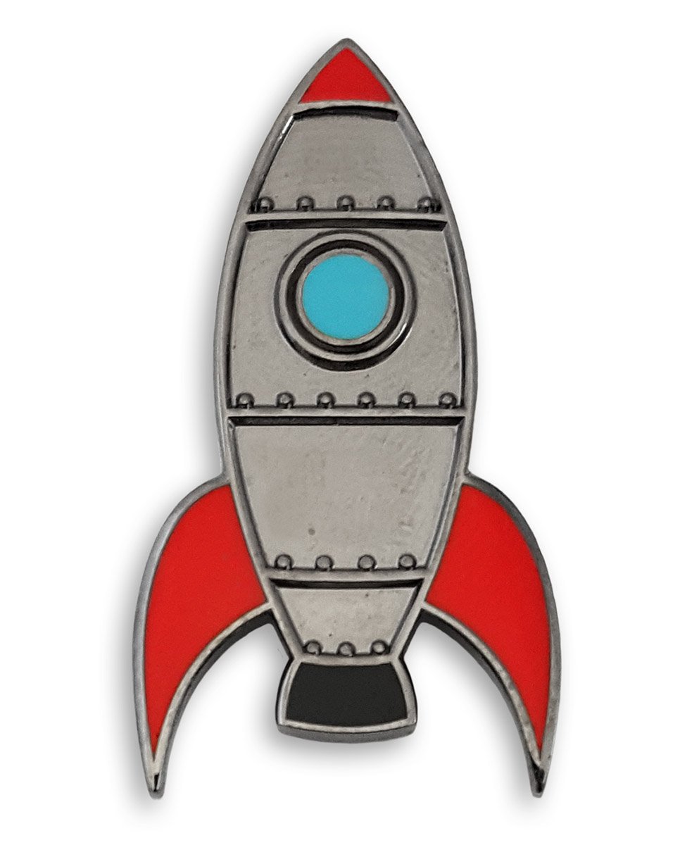 Amazon.com: Pinsanity Retro Sci-Fi Rocket Ship Lapel Pin : Clothing ...