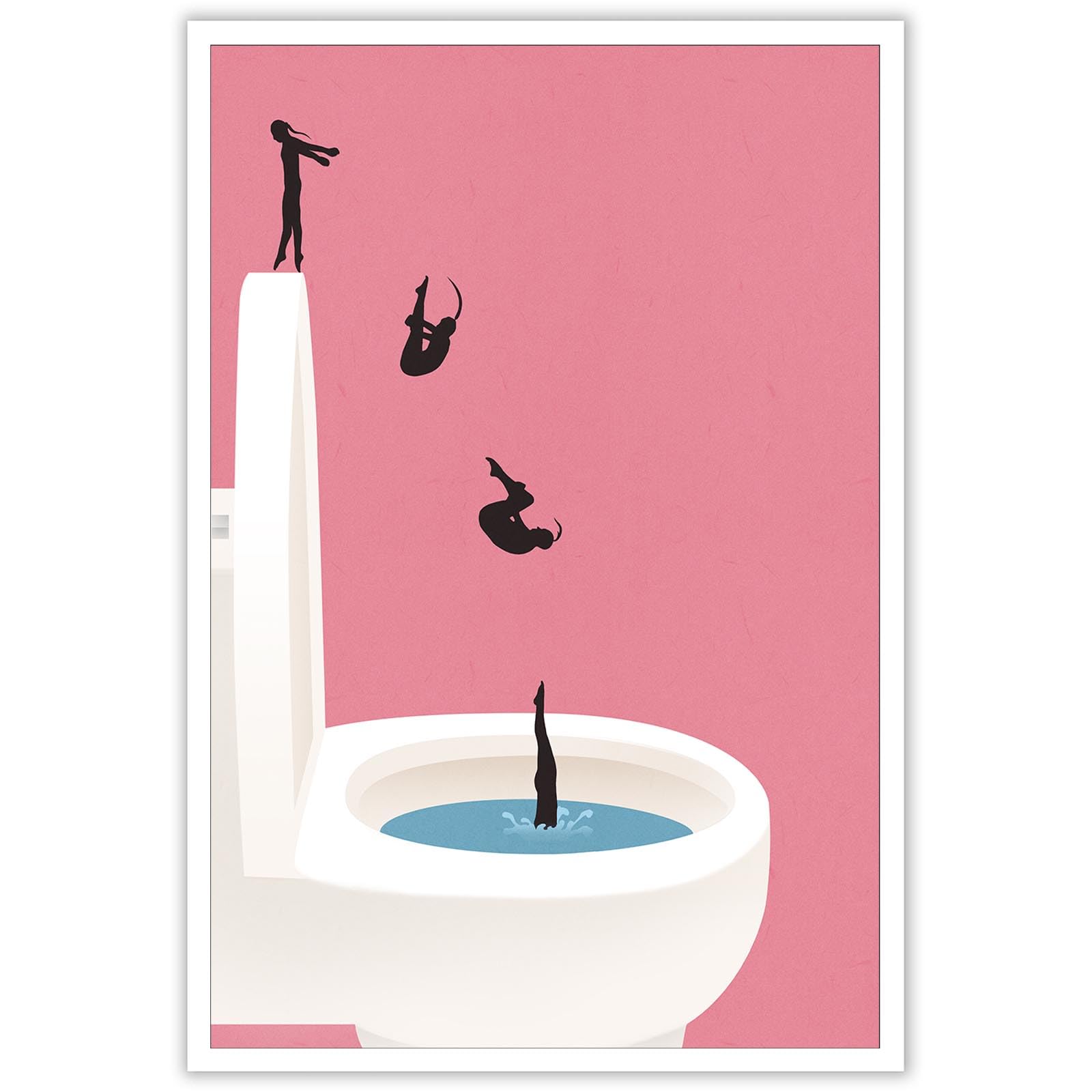 Amazon.com: Vintage Pink Bathroom Wall Decor Art Girls Jumping Toilet ...