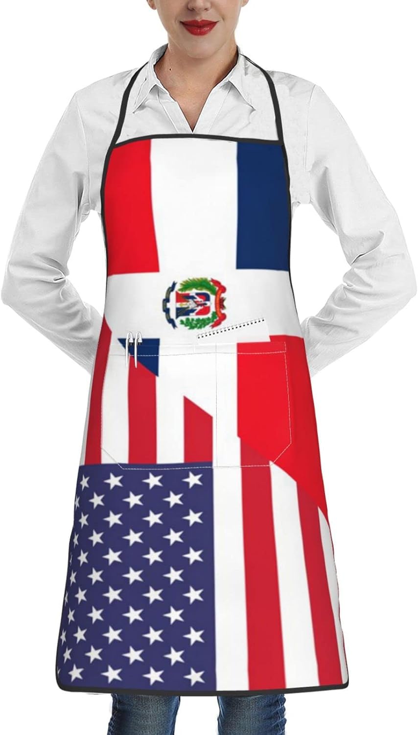 Amazon.com: KADEUX American Dominican Flag Apron Adjustable Wai Cloth ...