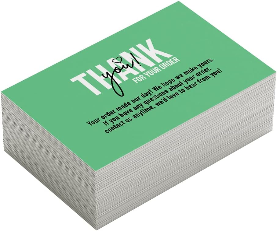 Amazon.com : Reskid Thank You Cards - 100 Green 4x6 Blank Back Order ...