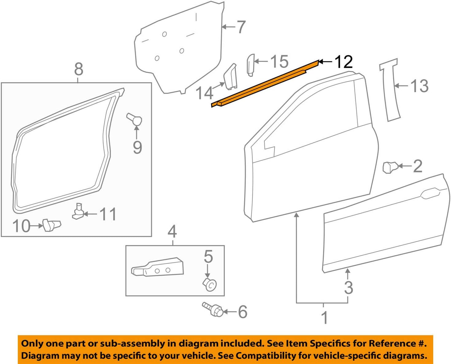 Genuine Toyota 68210-0D150 Door Glass Weatherstrip Assembly : Amazon ...