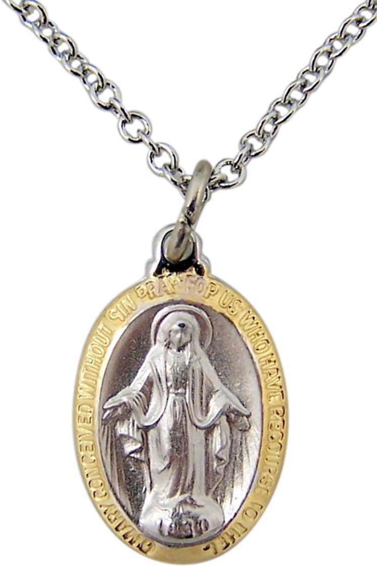Amazon.com: Catholic Patron Saint Pendants Gold and Sterling Silver Two ...