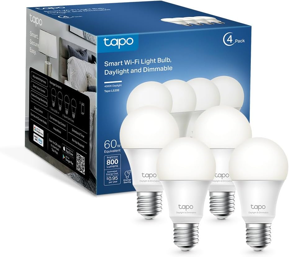 Tapo TP-Link Smart Light Bulbs - Natural Daylight, Dimmable, Compatible ...