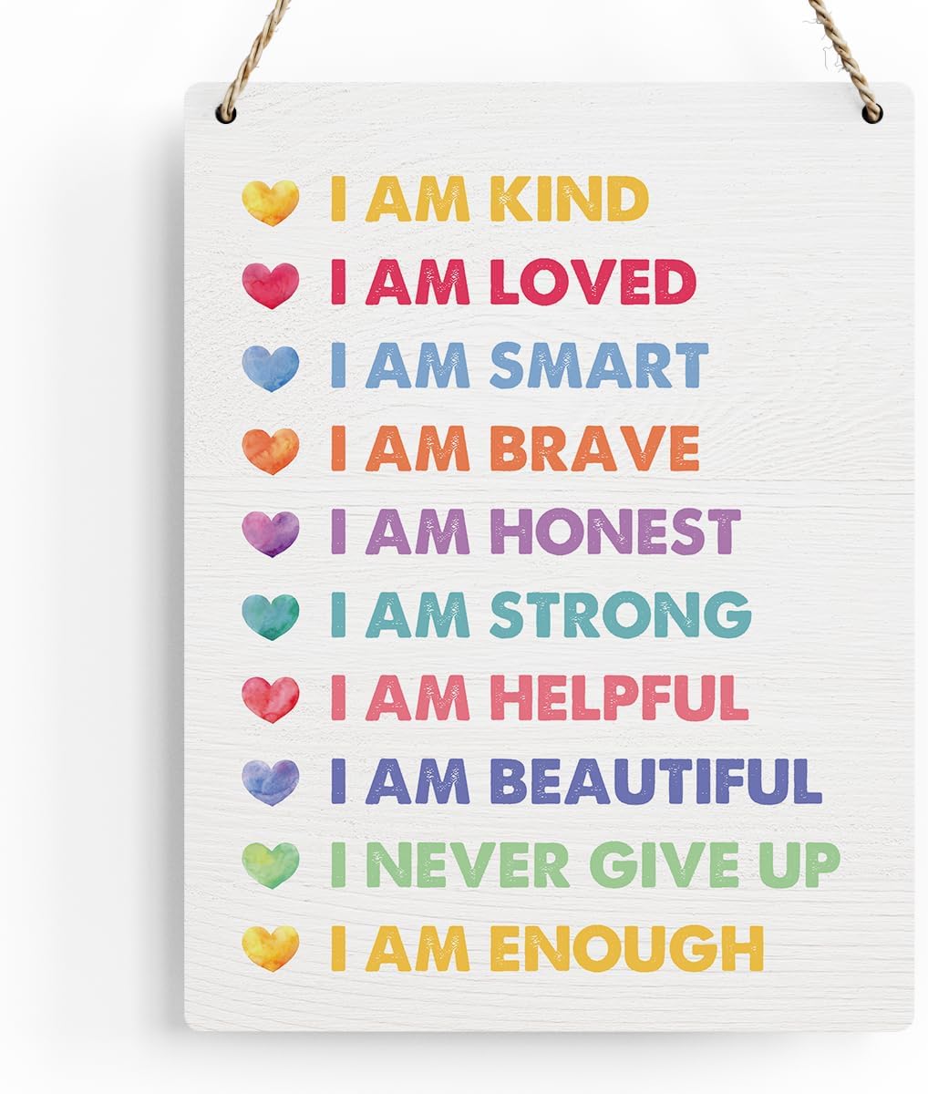 Amazon.com: Affirmations Wall Art Inspirational Boho Kids Room Decor ...