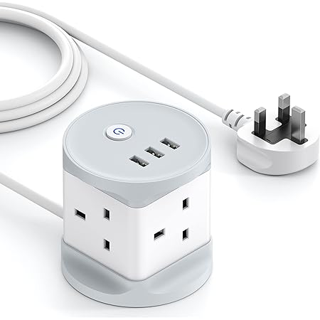 Cube Extension Lead with 3 USB Slots 13A 3250W Hulker 4 Gang Plug ...
