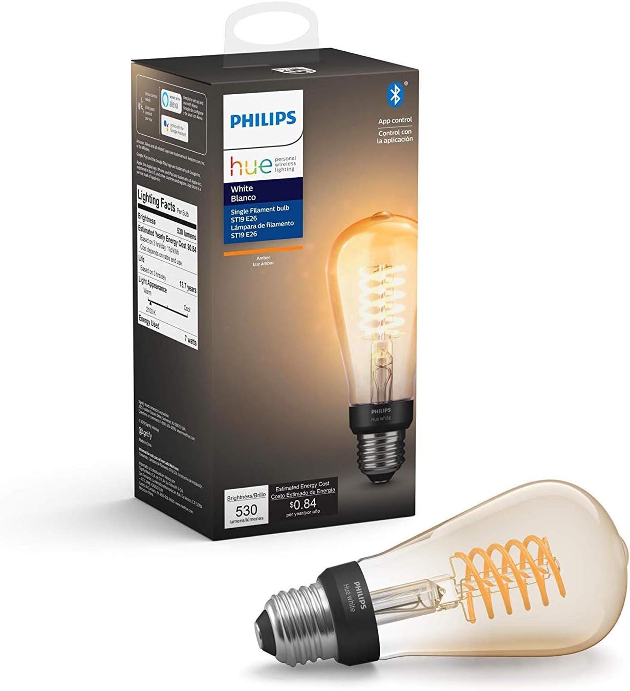 Philips Hue White Dimmable Filament ST19 LED Smart Vintage Edison Bulb ...