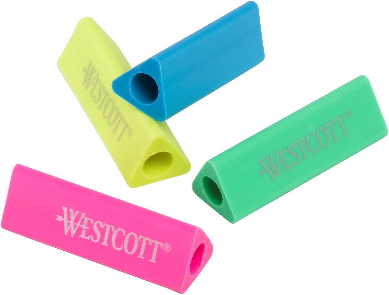 Amazon.com : Westcott Triangular Pencil Grip Eraser, 4 Pack : Cube ...