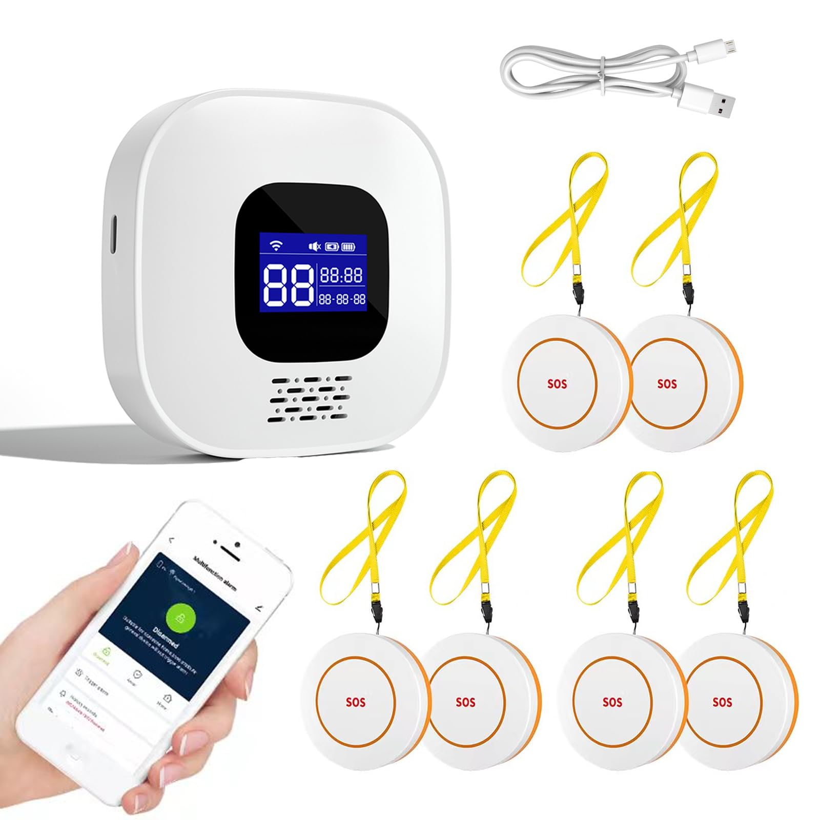 Amazon.com: PANDAAR Wireless WiFi Caregiver Pager with Phone App Alert ...