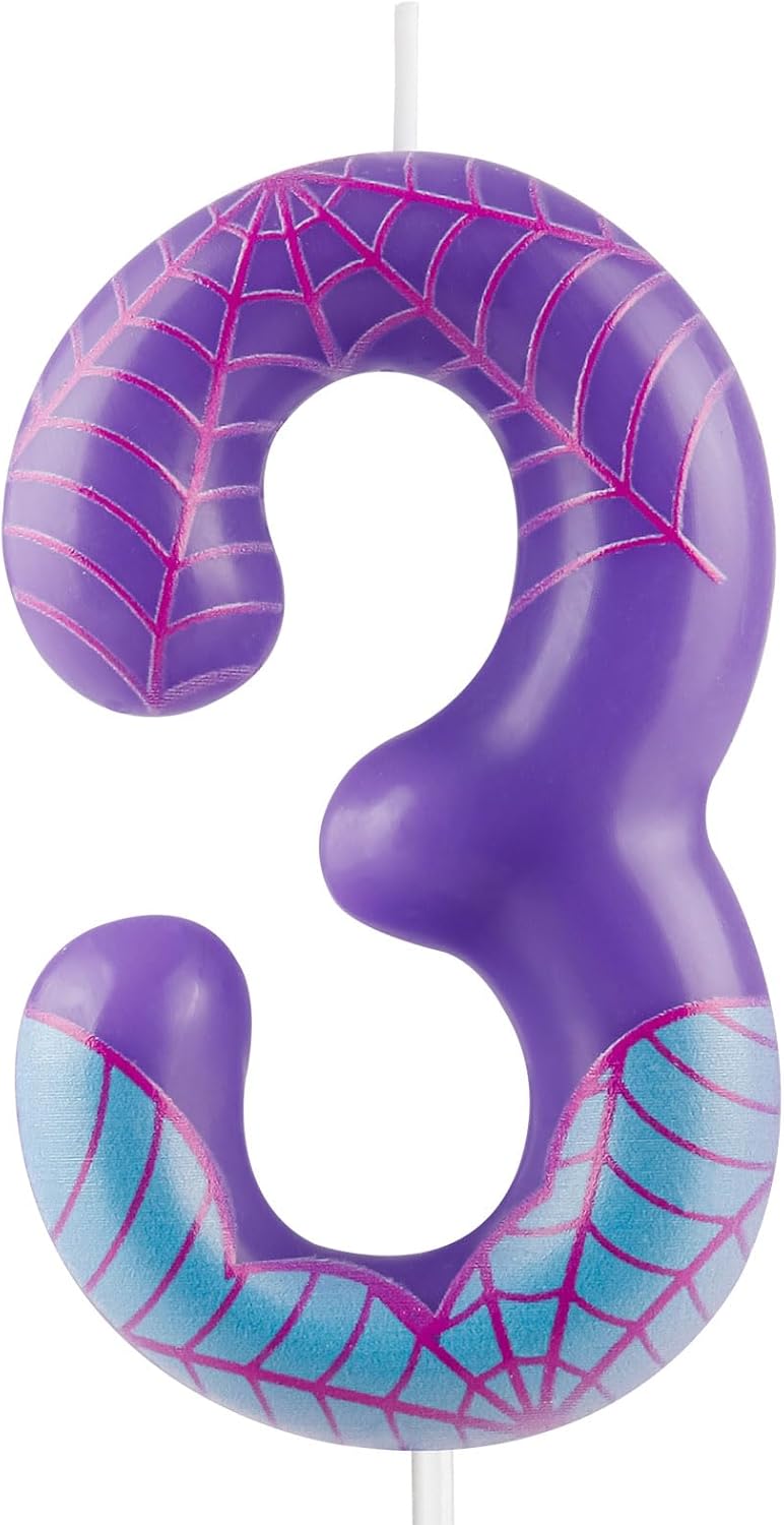 Amazon.com: Zi Lan Purple Spider 3rd Birthday Candles Spider Themed ...