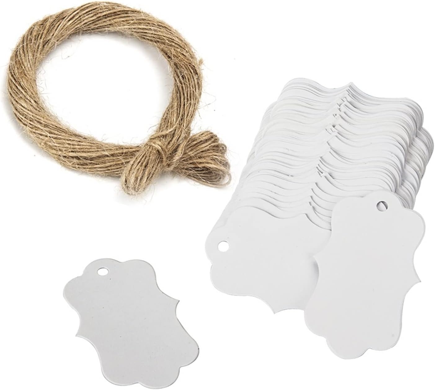 Amazon.com: sisal Rope 100-300 Pcs Tag with Strings Blank DIY Tag ...