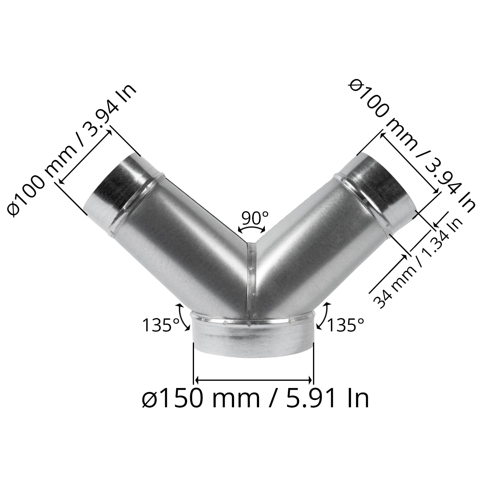 Snapklik.com : 6" Inch To 4" Inch Branches Y-Shape Ducting Splitter ...