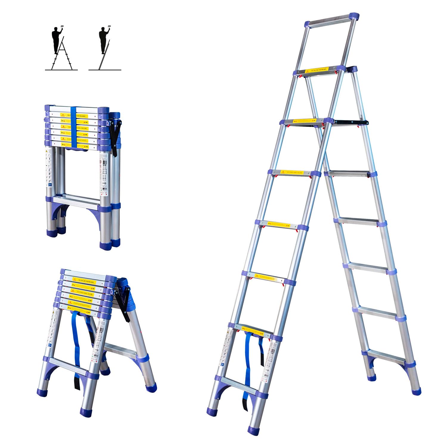 Escabeau 8 marches telescopique EXTENDACT8, Echelle telescopique 2,3 m+ ...