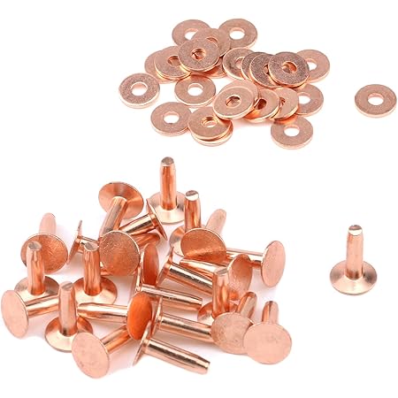 Amazon.com: Crapyt 25 PCS Copper Rivets 0.35"×0.51"×0.12" Leather ...