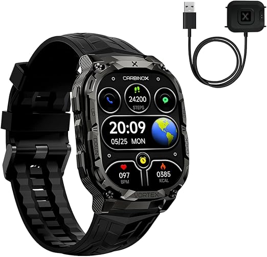 Amazon.com: CARBINOX Vortex Smart Watch with Charger, Rugged Fitness ...