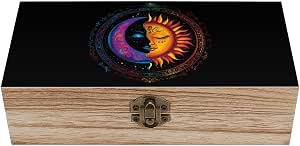 Amazon.com: Yin And Yang Sun Moon Wooden Storage Box with Lid ...
