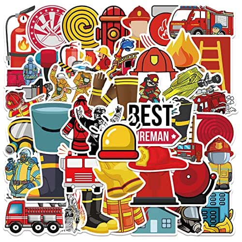 Amazon.com: 52 PCS Cartoon Firefighter Stickers for Kids,Teens Fireman ...