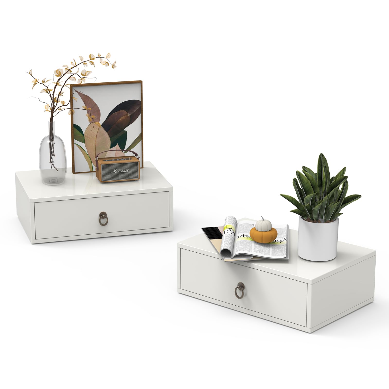 Amazon.com: VINGLI Floating Nightstand Set of 2, Floating Shelf with ...