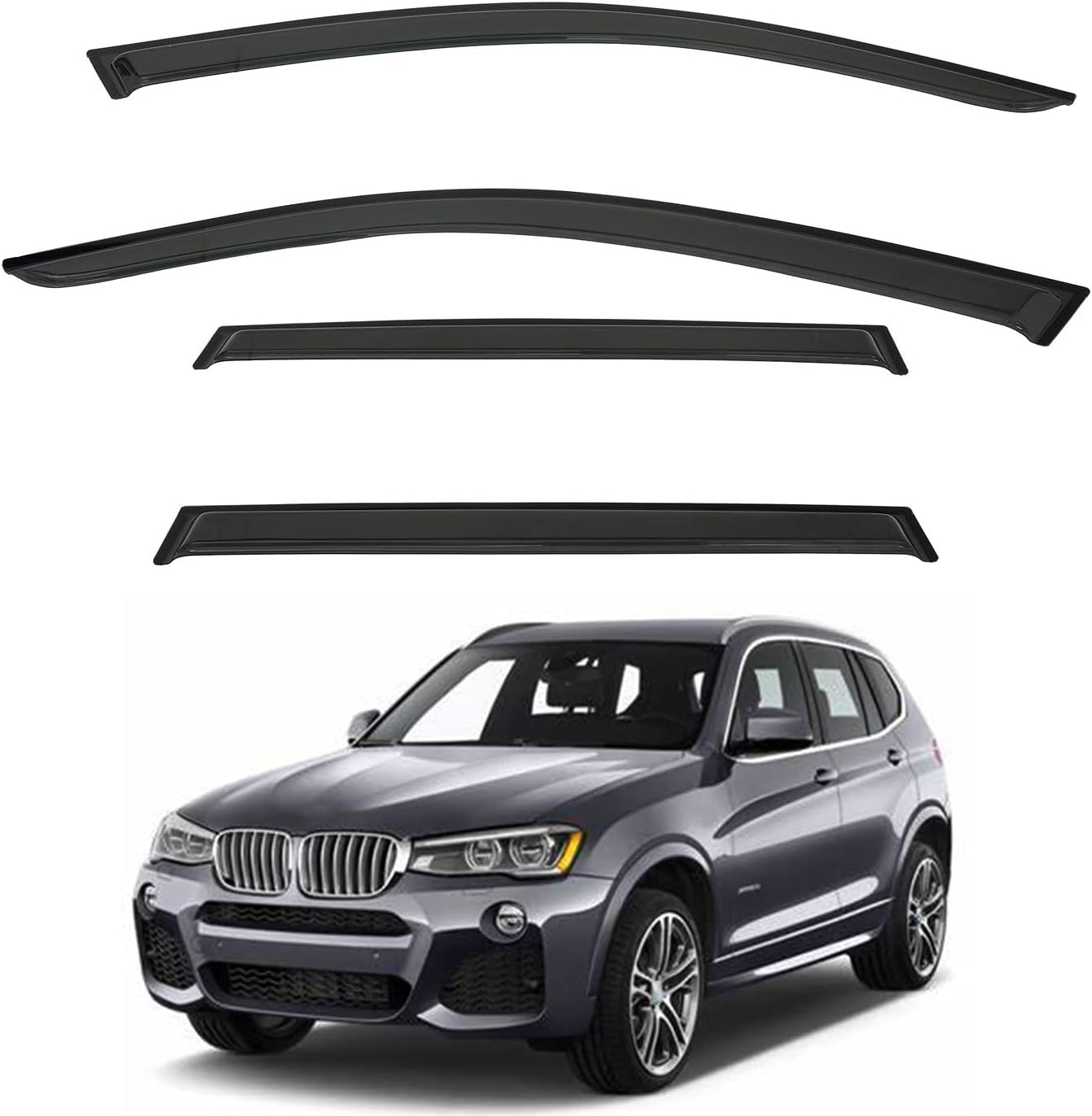 Amazon.com: PLDDE 4pcs Out-Channel Smoke Tint Rain Guard Compatible ...