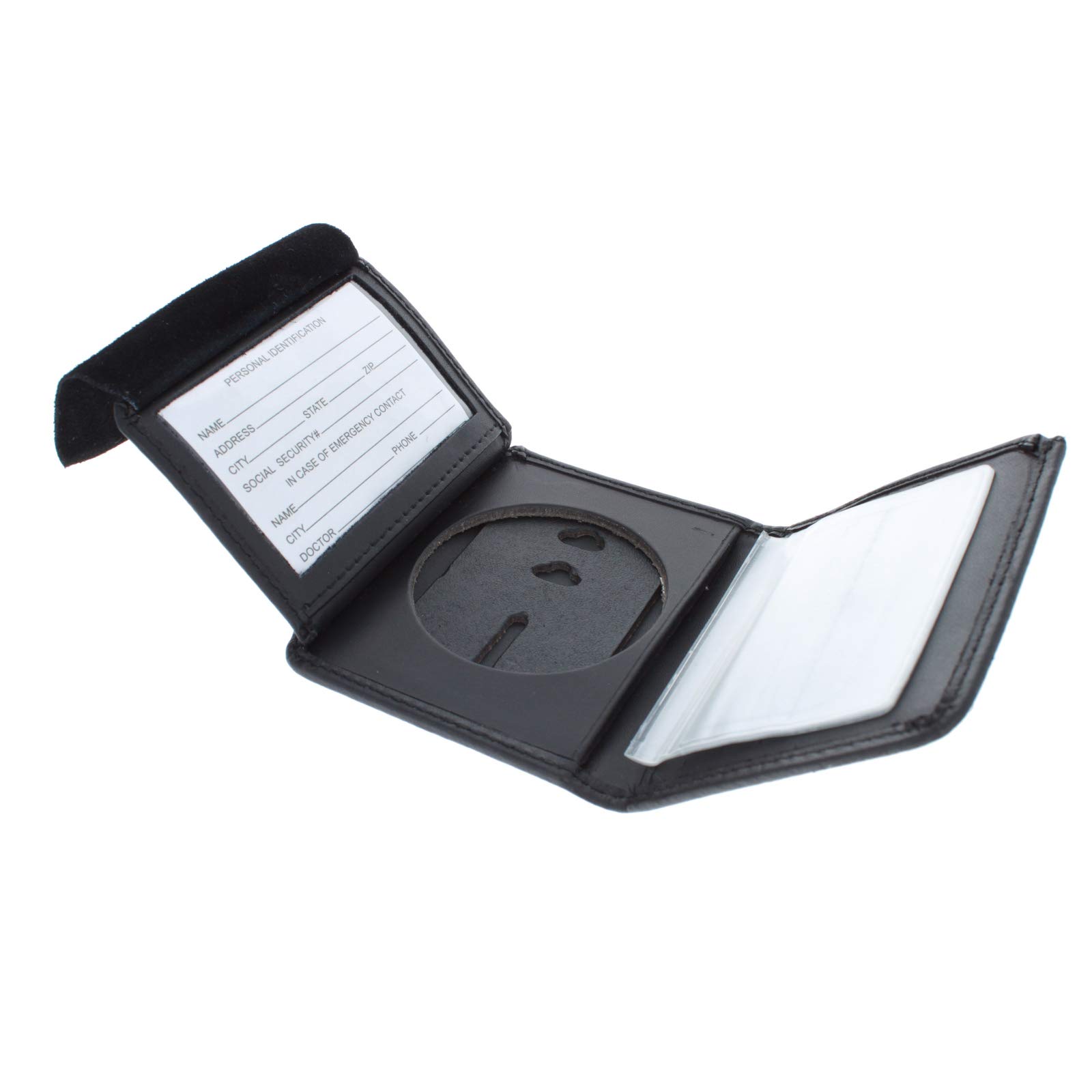 Snapklik.com : ASR Federal Black Leather RFID Wallet Police Badge Holder