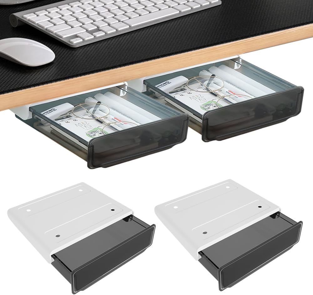 FNG8 Stick On Pull Out Drawer [2 Pack] - Multipurpose Plastic Under ...