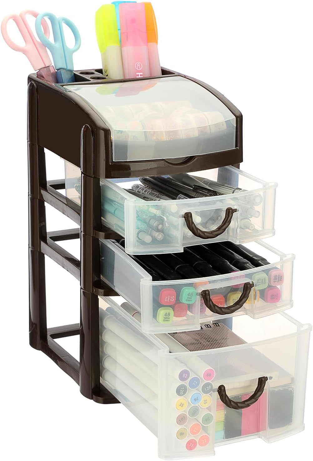 Plastic Desktop Drawers with Lidded Top Tray, Desk Storage Box Desktop ...