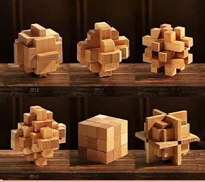 Amazon.com: Chinese Luban Lock Puzzle Set: Beech Wood Construction ...