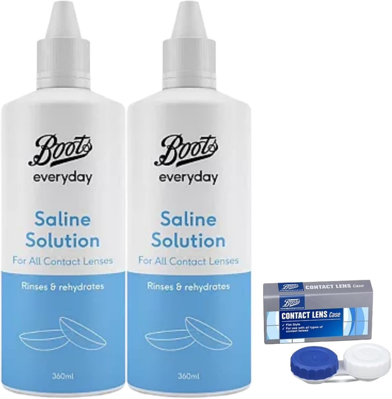 Boots Everyday | 2X Saline Solution 360mL + 1x Contact Lens Case ...