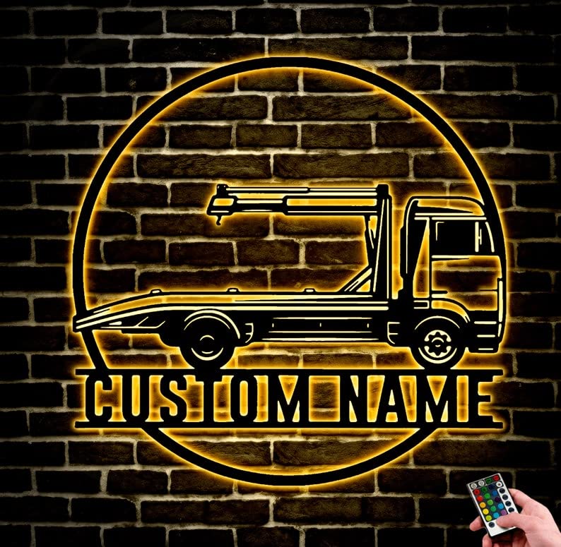 Amazon.com: POLOMANOR Custom Us Rotator Tow Truck Driver Metal Sign Led ...