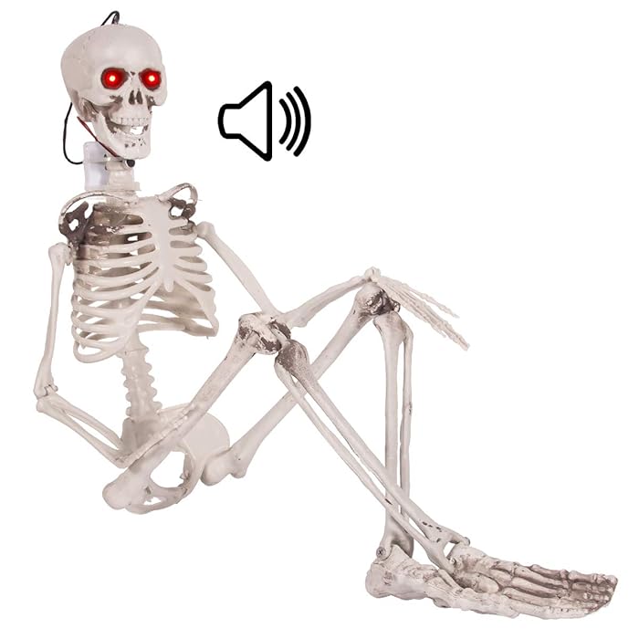 Buy 3FT Halloween Skeleton Decorations with LED Glowing Eyes Full Body ...