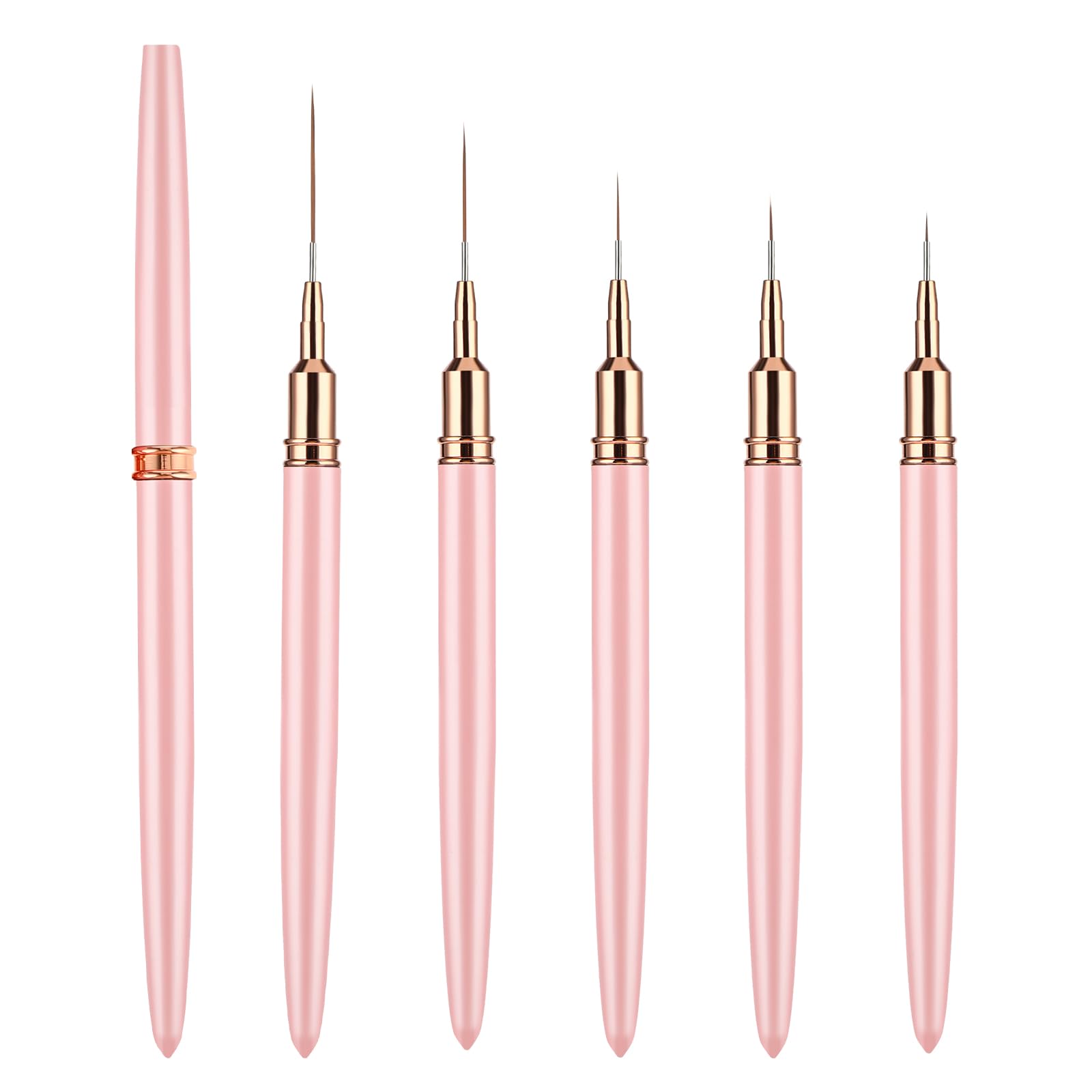 Amabro 5Pcs Nail Art Brushes, 4/8/12/20/25mm Liner Brushes Thin Nail ...