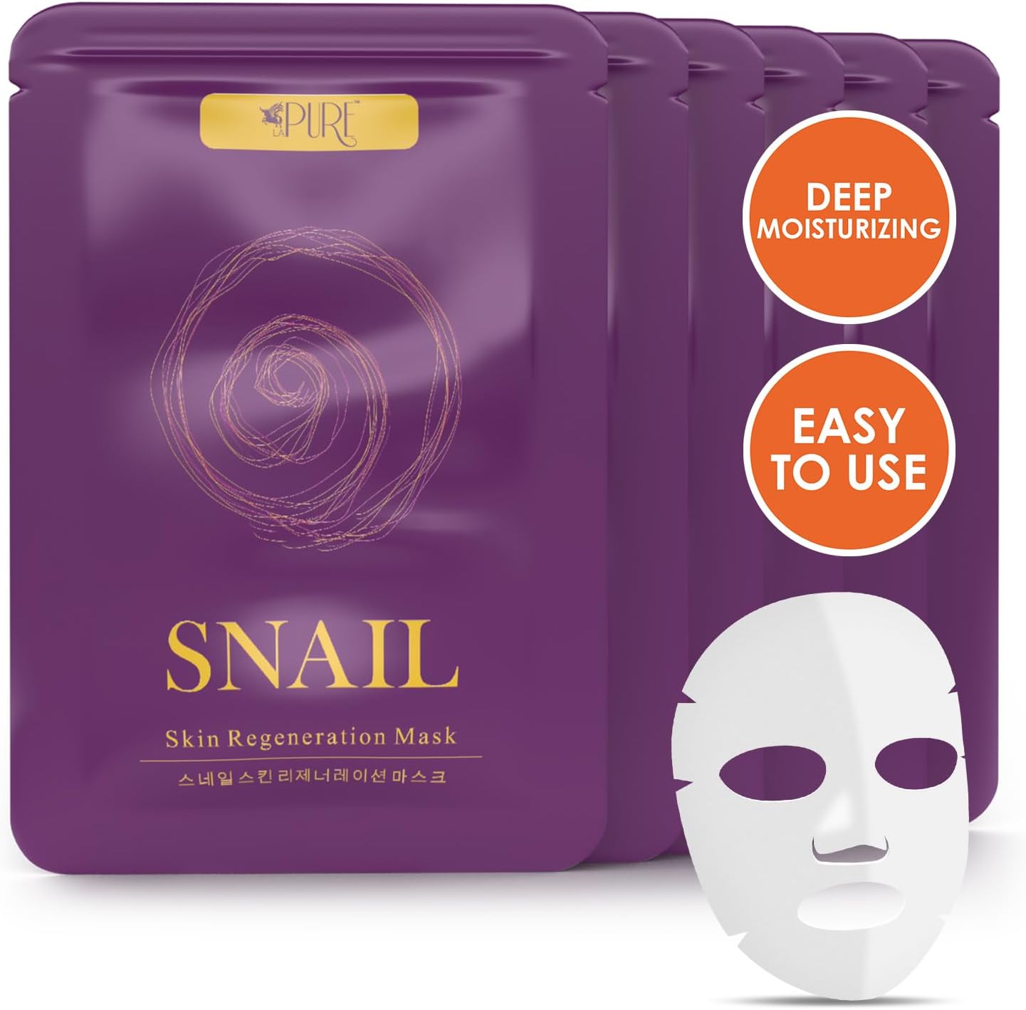 Amazon.com : LA PURE Korean Face Mask - 10ct Snail Mucin Hydrating Face ...