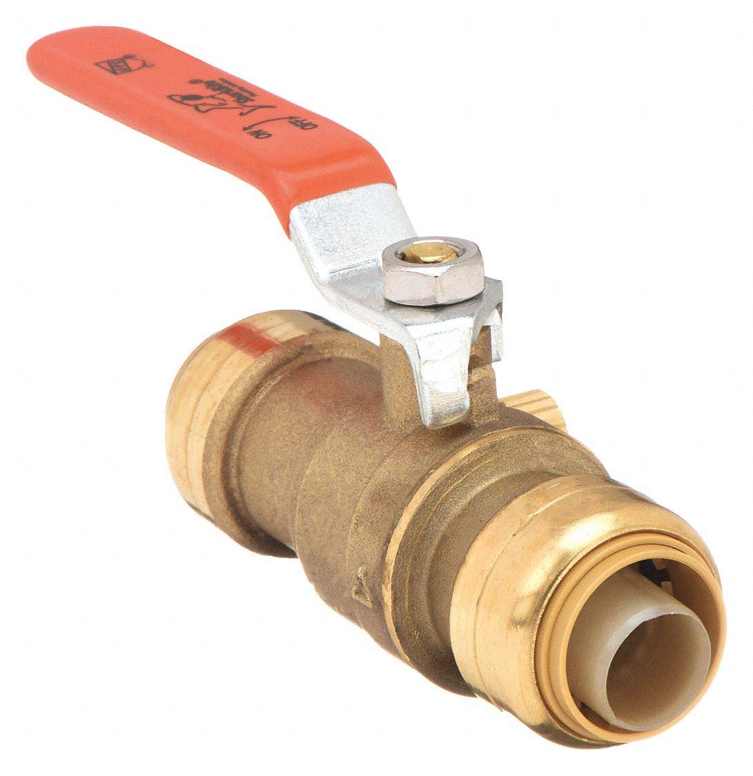 Sharkbite Lead-Free Brass Push x Push Ball Valve, Lever, 1/2" Pipe Size ...
