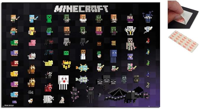 Bundle - 2 Items - Minecraft Pixel Sprites Poster - 91.5 x 61cms (36 x ...
