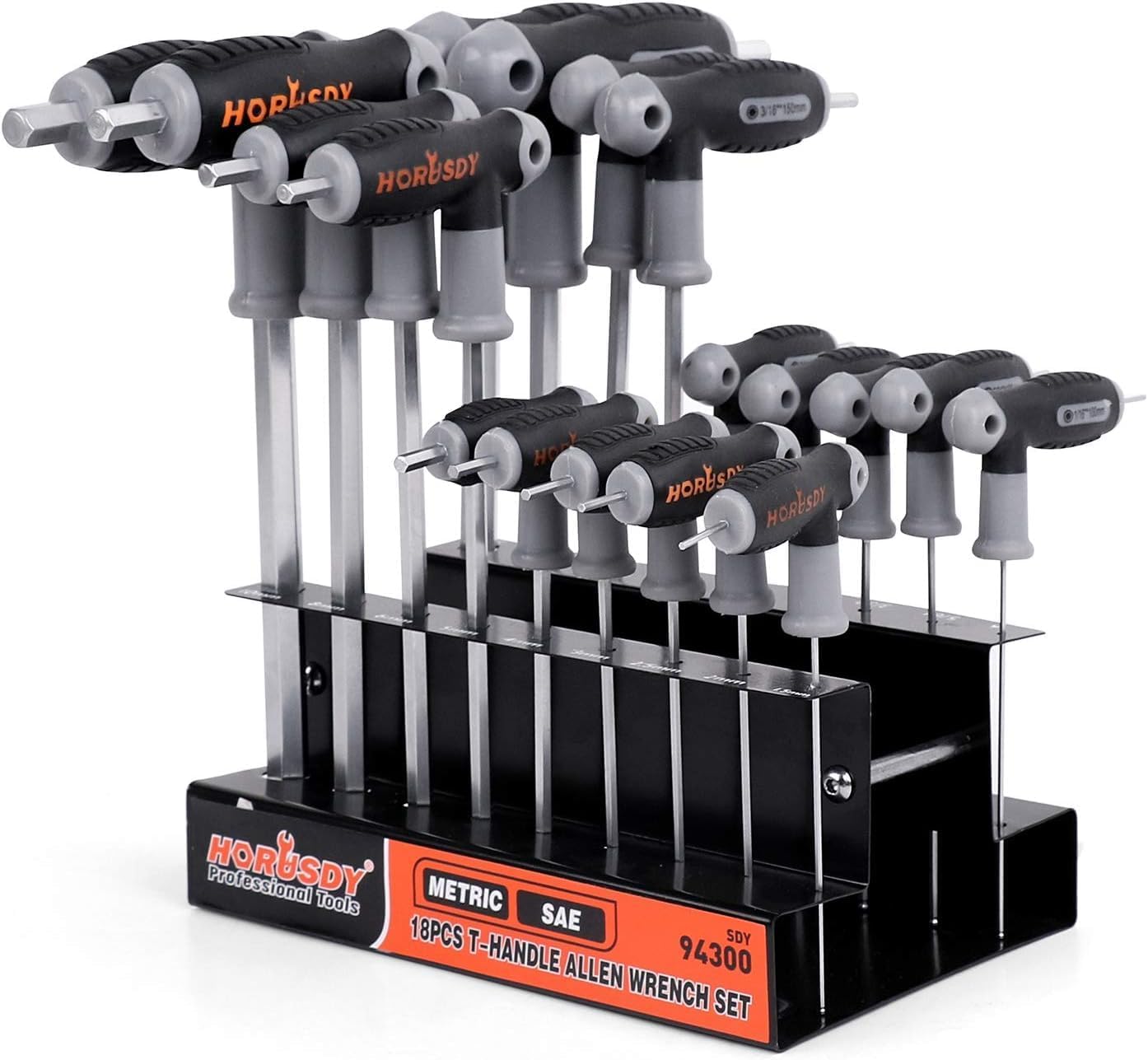 HORUSDY 18-Piece T-Handle allen wrench set, Inch/Metric Long Arm Ball ...
