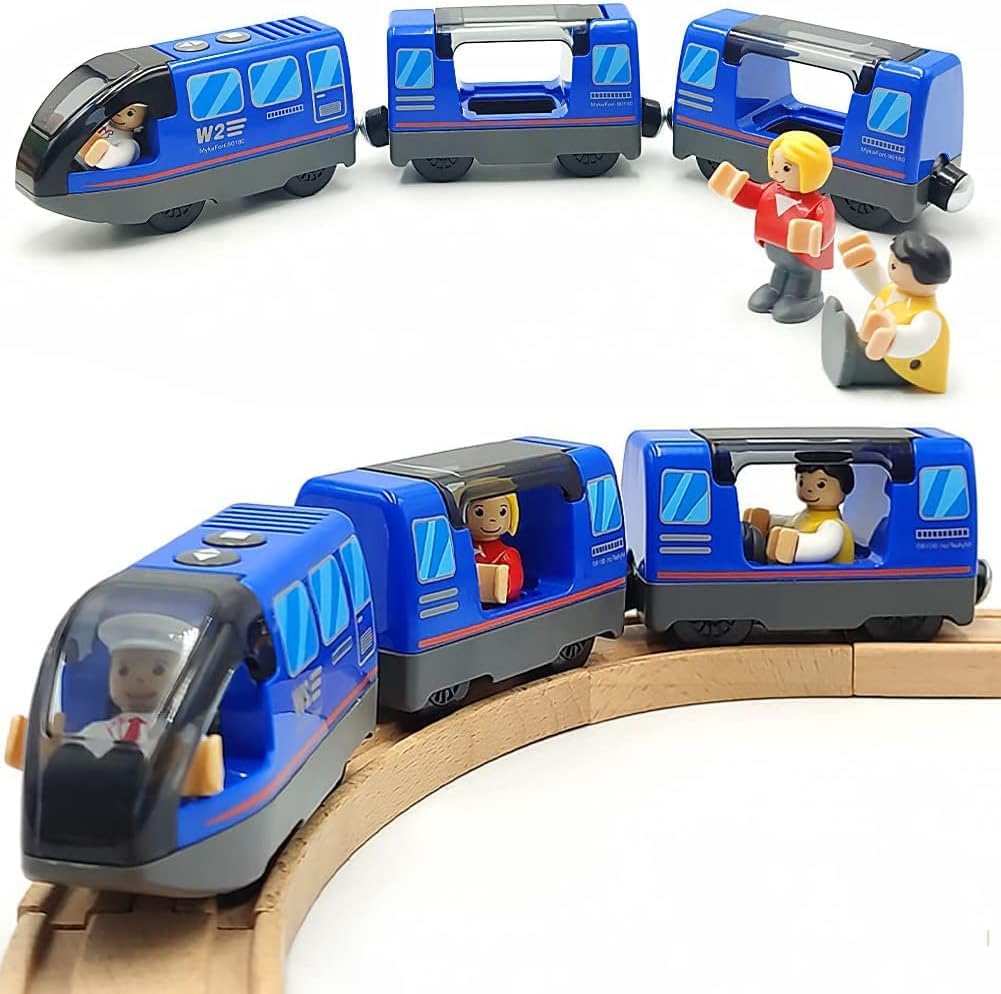 Amazon.com: Battery Operated Wooden Train Track Set Toy High Speed for ...