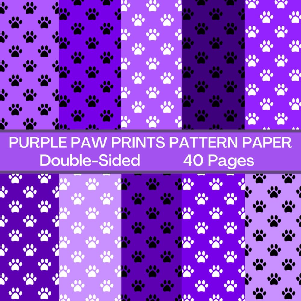 Purple Paw Prints Scrapbook Paper 40 Pages 20 Sheets: Double Sided ...