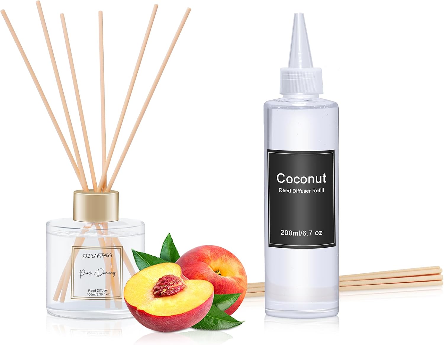 Amazon.com: 100ml Peach Scent Diffusers and 200ml Coconut Reed Diffuser ...