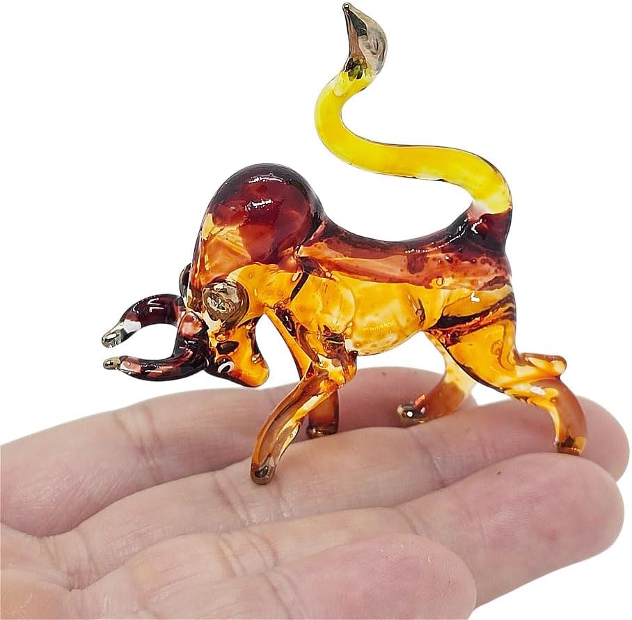 Amazon.com: WitnyStore Tiny 2" Brown Charging Bull Figurine - Miniature ...